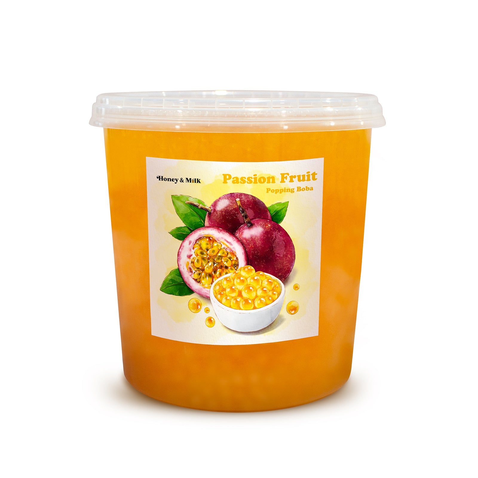 Honey and Milk Premium Passion Fruit Popping Boba Pearls, 7 LB Jar, Fl